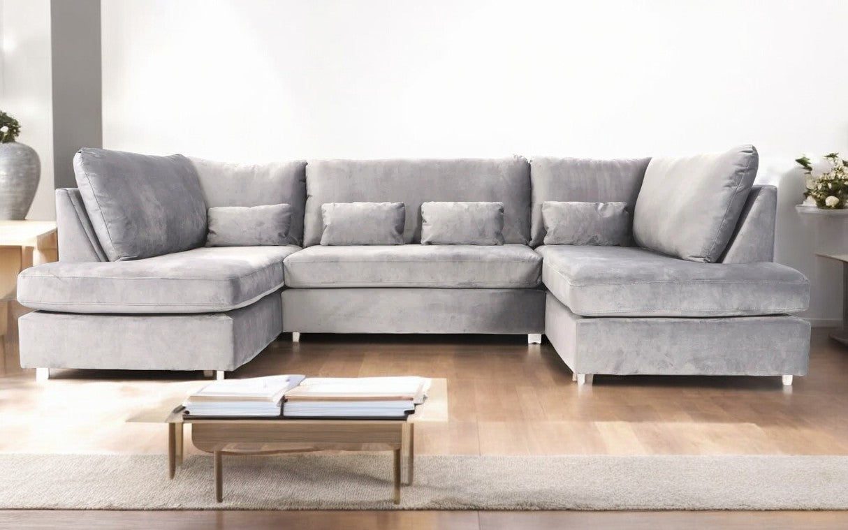 Belgravia Silver Sofa U Shape | Crazy Price Sofas