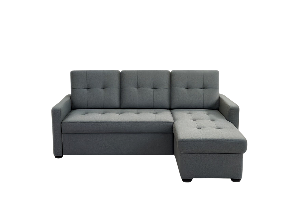 Francesca L Shape Sofa Bed Grey With Storage| Crazy Price Sofas